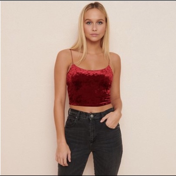 Garage | Tops | Garage Green And Red Velvet Tops Size M | Poshmark